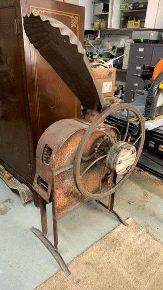 Antique Hand-Cranked Corn Sheller with Large Flywheel, Metal and Wood ...