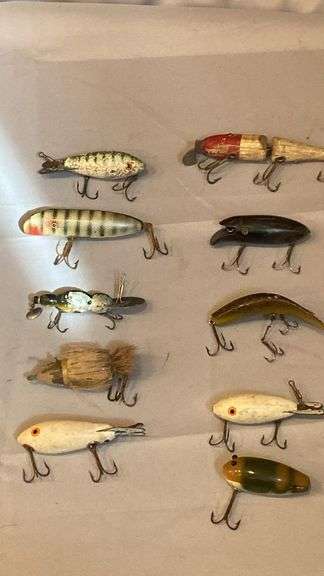 Vintage Fishing Lures Collection, Various Colors and Styles, Wood ...