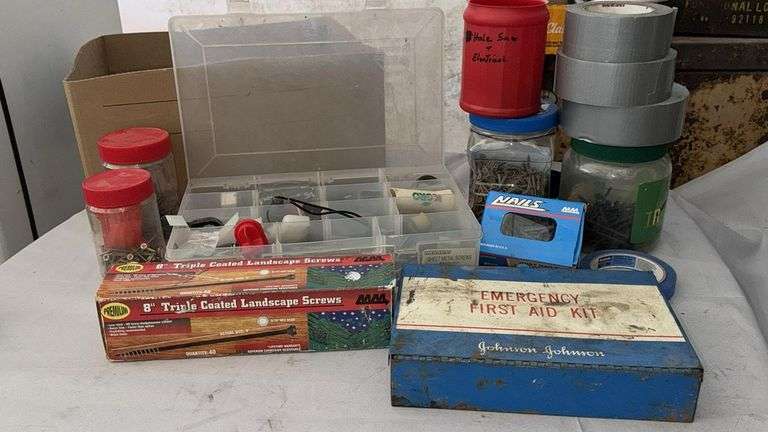 Mixed Lot of Hardware Supplies, Includes AAA Screws, Johnson & Johnson ...