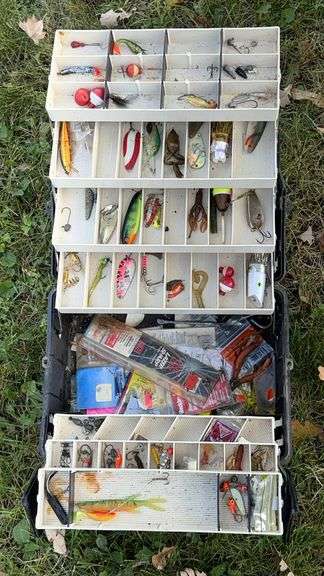Vintage Woodstream Hard Plastic Tackle Box with Fold-Out Trays, Fishing ...