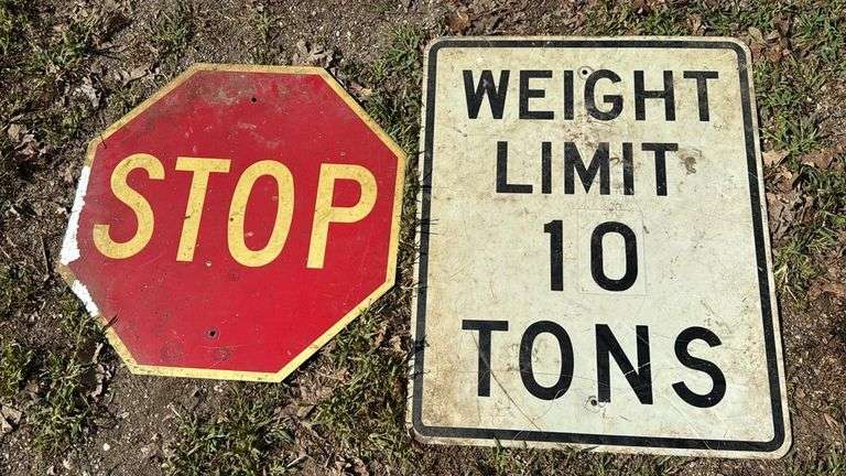 Stop Sign & Weight Limit 10 Tons Sign, 24x30 Inches, Aluminum ...