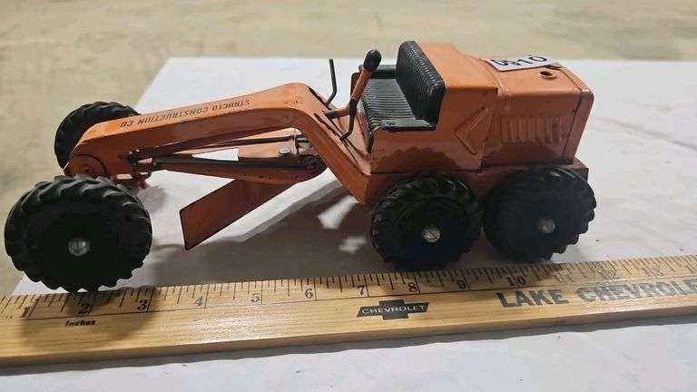 Stanco Construction Co. Toy Model Road Grader, Metal, Orange ...