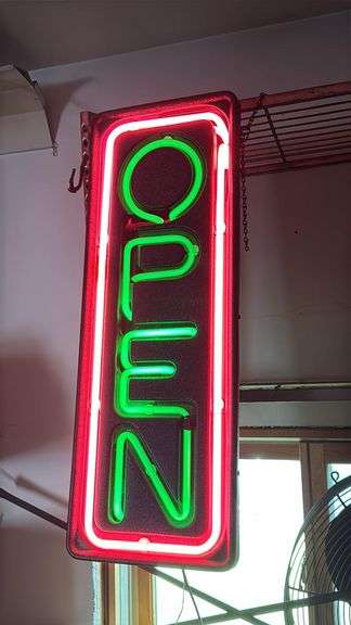 Neon Open Sign, Green & Red Light, Hanging Installation, Corded ...