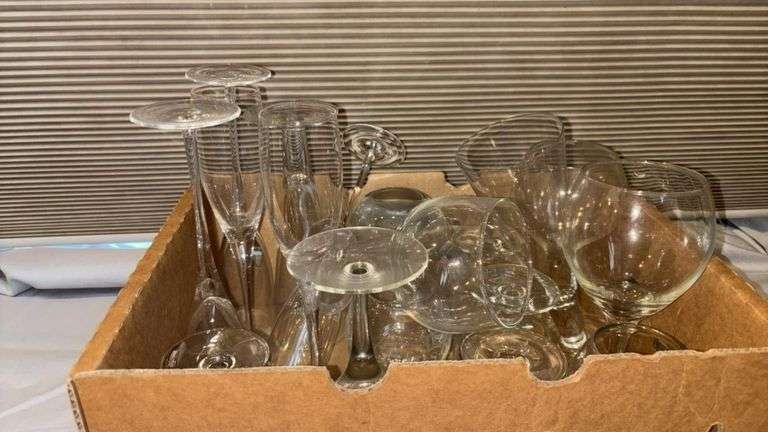 Mixed Glassware Set, Clear Glass, Includes Champagne Flutes & Wine ...