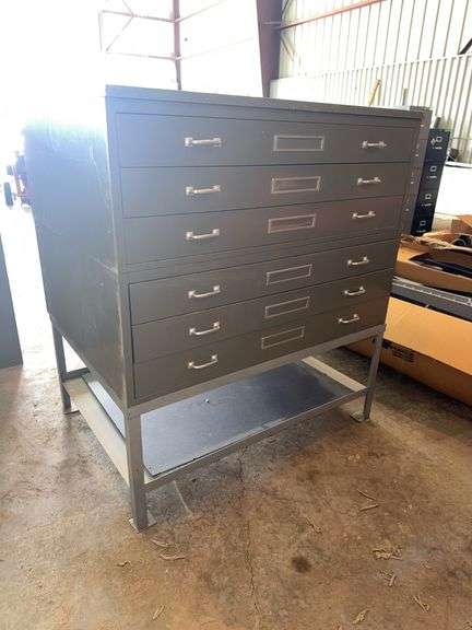 Large metal Map Cabinet - McLaughlin Auctioneers, LLC- mc-bid.com
