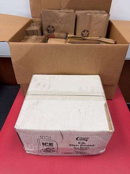 Case of Choice 8 lb. Clear Printed Ice Bags and Hardee's Paper Bags ...