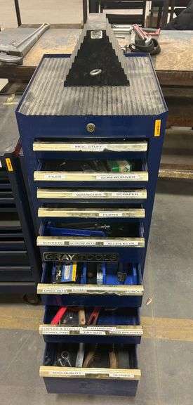 Gray Tools 8 drawer tool chest 15"W x 41.5"H, with assorted tools ...