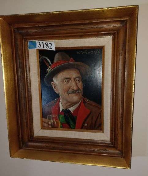 Framed artist signed M. Wysocki painting on board - Mark Van Hook, Auctioneer