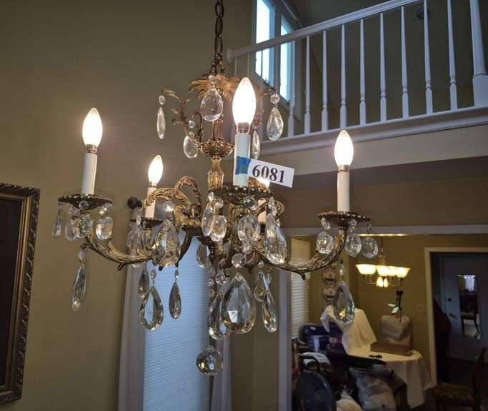Vintage metal chandelier with hanging Crystal prisms - Mark Van Hook ...