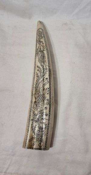 Reprodiction resin (made to look like walrus tusk) scrimshaw - Mark Van ...