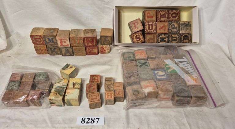 Vintage / antique wood child's blocks - Mark Van Hook, Auctioneer