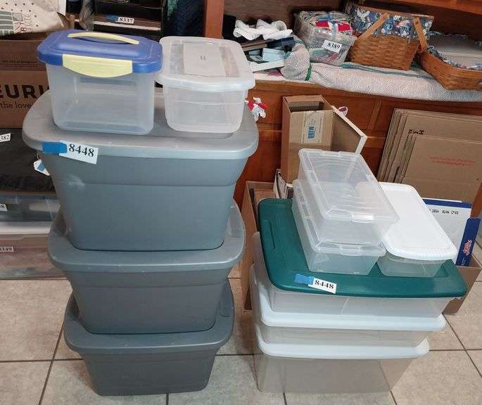 6 larger totes, 4 shoebox totes, tote with handle - Mark Van Hook ...