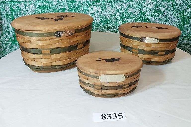 Three Royce craft Christmas Roscoe Village nesting baskets - Mark Van ...