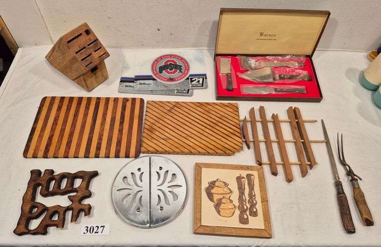 Carving set, Burnco Cutlery set, knife block, hot pads, Etc - Mark Van ...