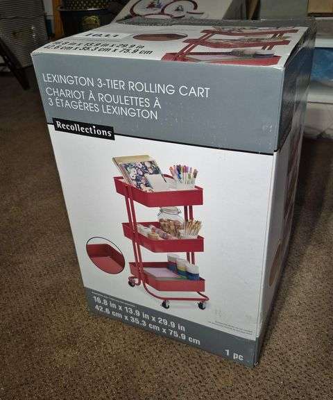 Lexington three-tier rolling cart new in box - Mark Van Hook, Auctioneer