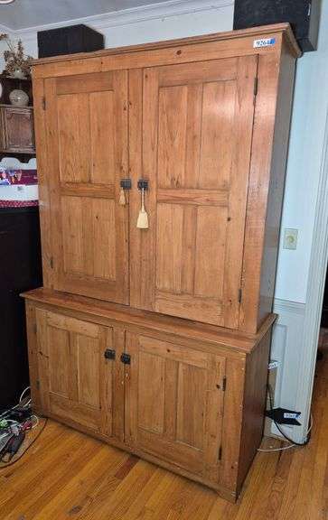 Large antique two-piece step back cupboard - Mark Van Hook, Auctioneer
