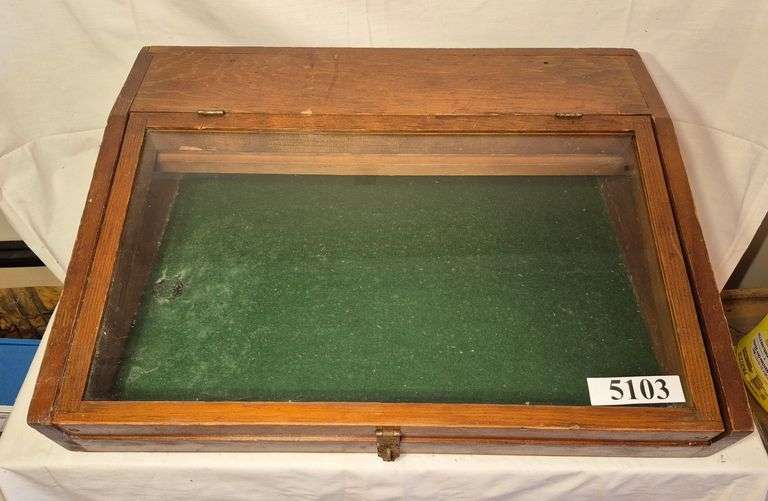 Slant Top display case - Mark Van Hook, Auctioneer