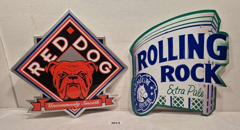 Red Dog and Rolling Rock metal beer Advertising Signs - Mark Van Hook ...
