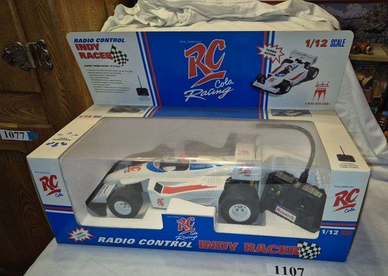 Radio-controlled RC Cola Indy racer car in box - Mark Van Hook, Auctioneer