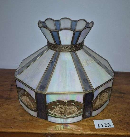 Stained glass lamp shade with enclosed dried foliage - Mark Van Hook ...