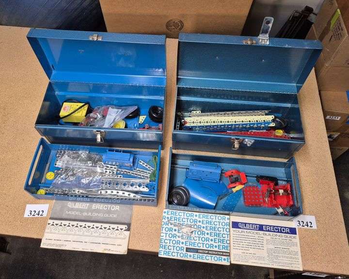 Two vintage erector sets in metal toolbox type cases - Mark Van Hook ...