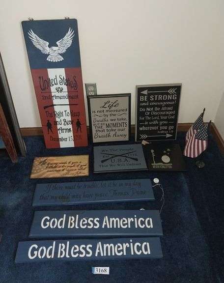 8 Hand made wood patriotic signs, flags, metal sign - Mark Van Hook ...