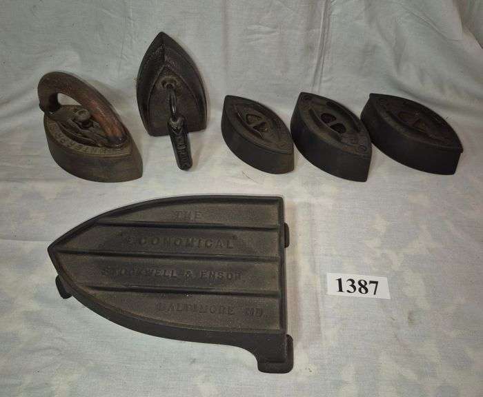 Sad irons, trivet - Mark Van Hook, Auctioneer
