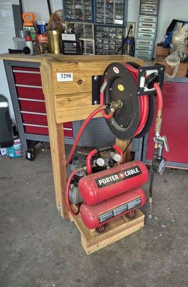 Porter-Cable air compressor, hose reel, nozzles and accessories, hand ...