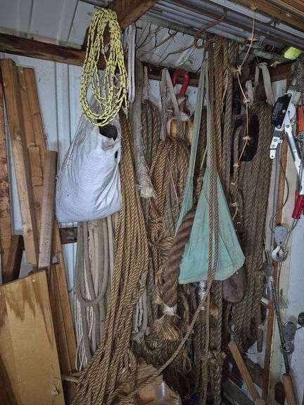 Large selection of rope of various kinds, pullys, straps, Etc - Mark ...
