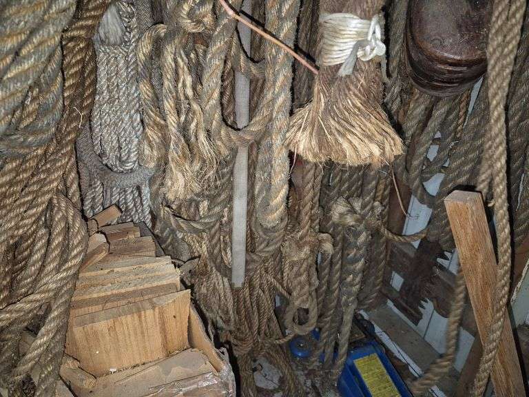 Large selection of rope of various kinds, pullys, straps, Etc - Mark ...