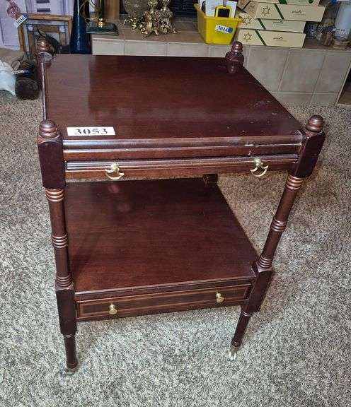 Small cherry finish stand with one drawer and pull out, with brass ...