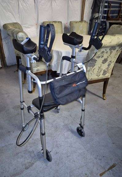 Aluminum Walker with elbow rests, hand brakes, four wheels, and seat ...