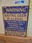 Metal Deer baiting sign - Mark Van Hook, Auctioneer