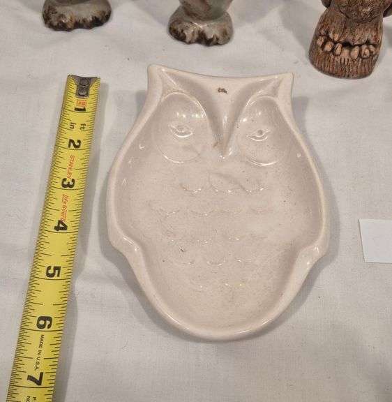 Mid-century owl spoon rest and figurines - Mark Van Hook, Auctioneer