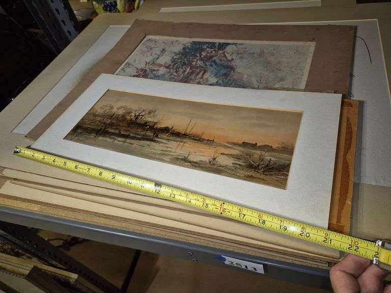 Large stack of loose art including paintings, photographs, dead ...