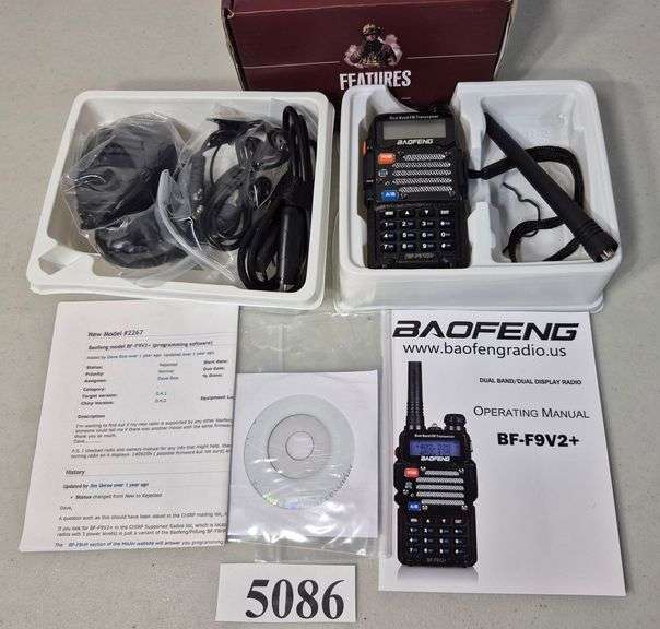 Baofeng BF-F9 V2+ handheld transceiver in box with mike, charger ...