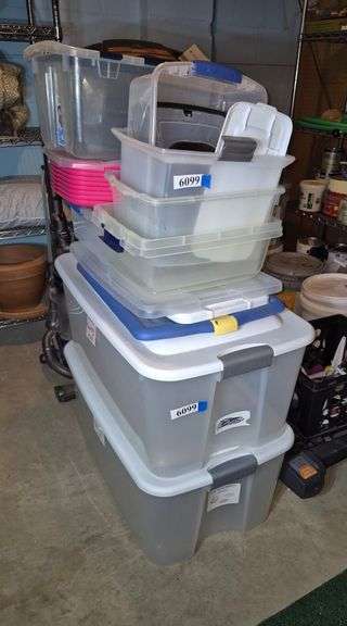 Empty storage totes and lids, some are mismatched - Mark Van Hook ...