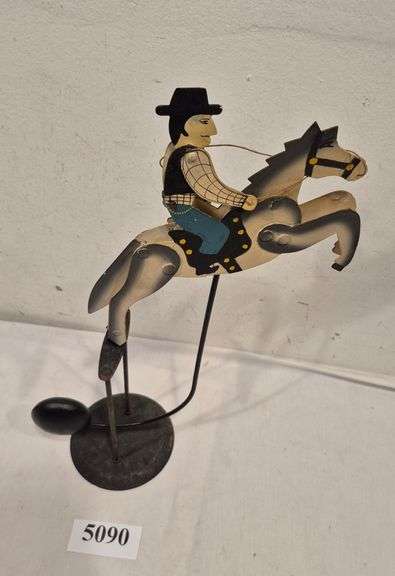 Metal rocking horse toy, cast iron toy scale, cast iron coin Bank ...