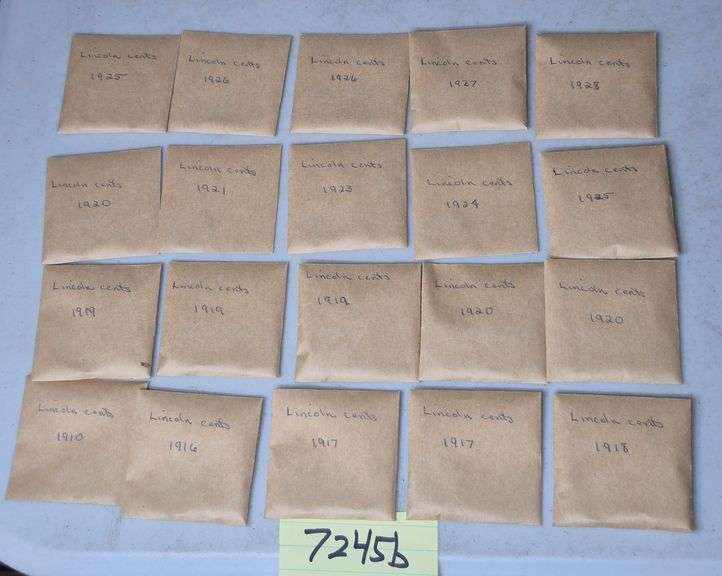 Sorted envelopes of Lincoln cents 1910 through 1928 - Mark Van Hook ...