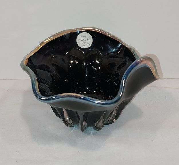Art glass signed Jim Maxwell bowl - Mark Van Hook, Auctioneer