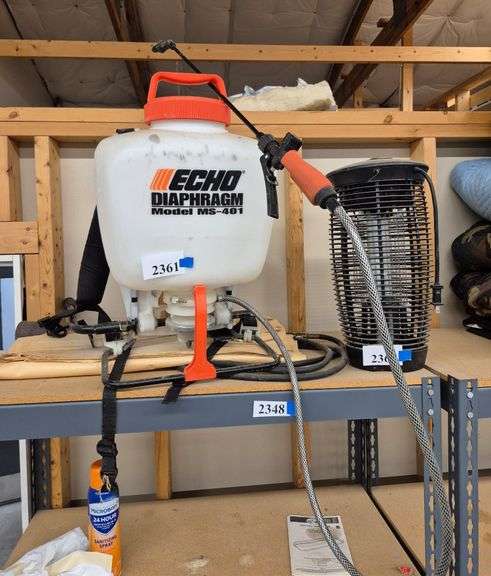 Echo Backpack sprayer, bug zapper light - Mark Van Hook, Auctioneer