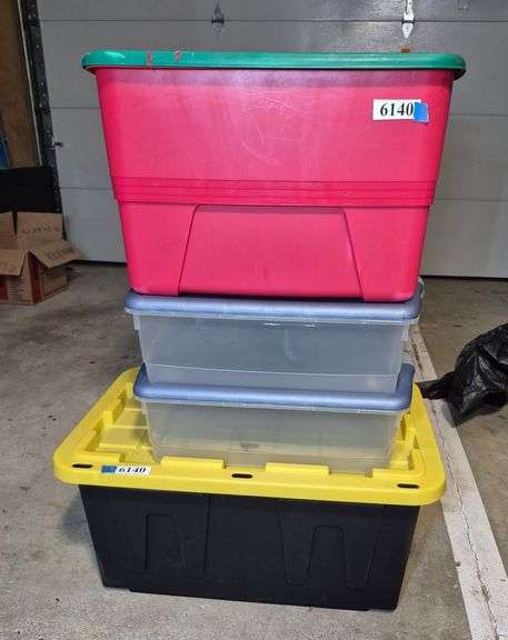 Empty storage totes - Mark Van Hook, Auctioneer