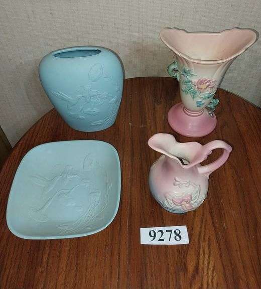 Hull Pottery vase and small pitcher, Hallmark ceramic vase and dish ...