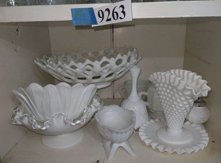 Milk glass lace, hobnail ruffle edge, Westmoreland, Imperial Glass, and ...