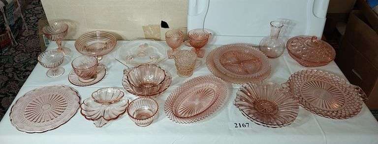 Pink depression and other pink glassware - Mark Van Hook, Auctioneer