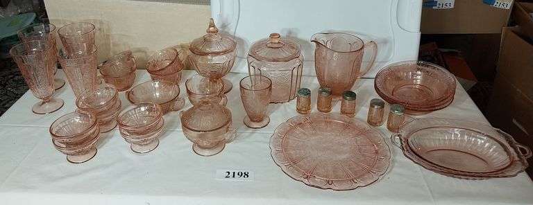 Pink depression glassware - Mark Van Hook, Auctioneer
