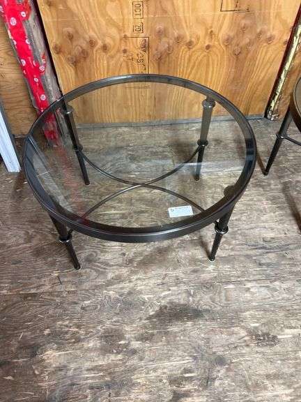 30 INCH GLASS TOP METAL COFFEE TABLE - North American Auction LLC