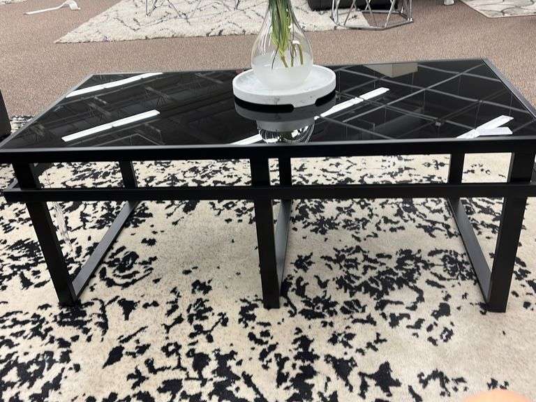 BLACK RECTANGULAR COCKTAIL TABLE 47 IN X 23 IN - North American Auction LLC