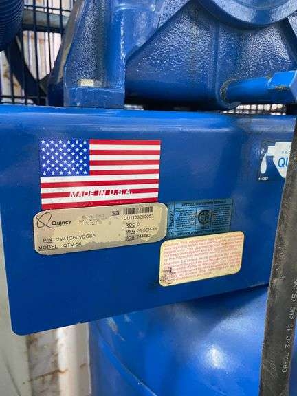 QUINCY 5 HP 2-STAGE 60G INDSTRIAL CAST IRON COMPRESSOR *AIR CONTROL BOX ...