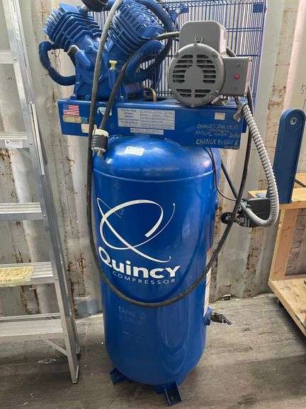 QUINCY 5 HP 2-STAGE 60G INDSTRIAL CAST IRON COMPRESSOR *AIR CONTROL BOX ...